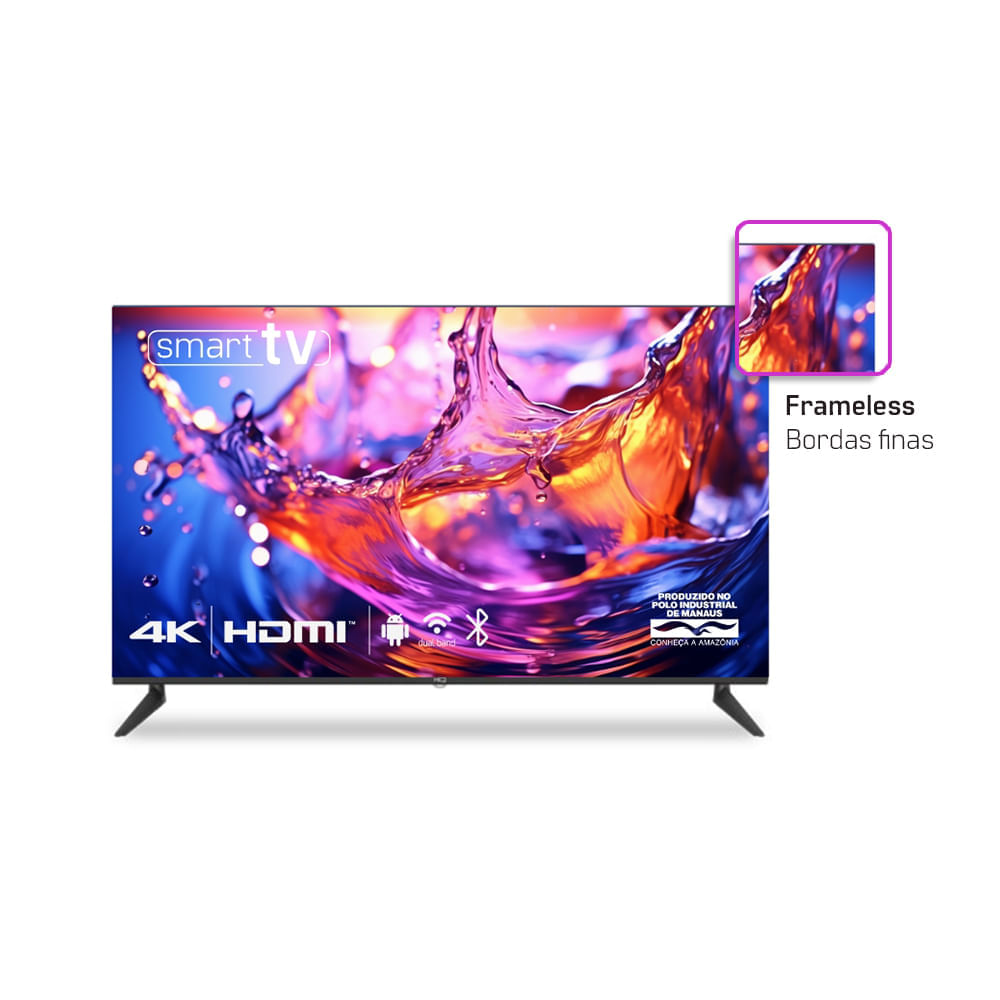 Smart TV HQ 4K 50" 3 HDMI 2 USB WI-FI Android 11 Frameless Slim ...