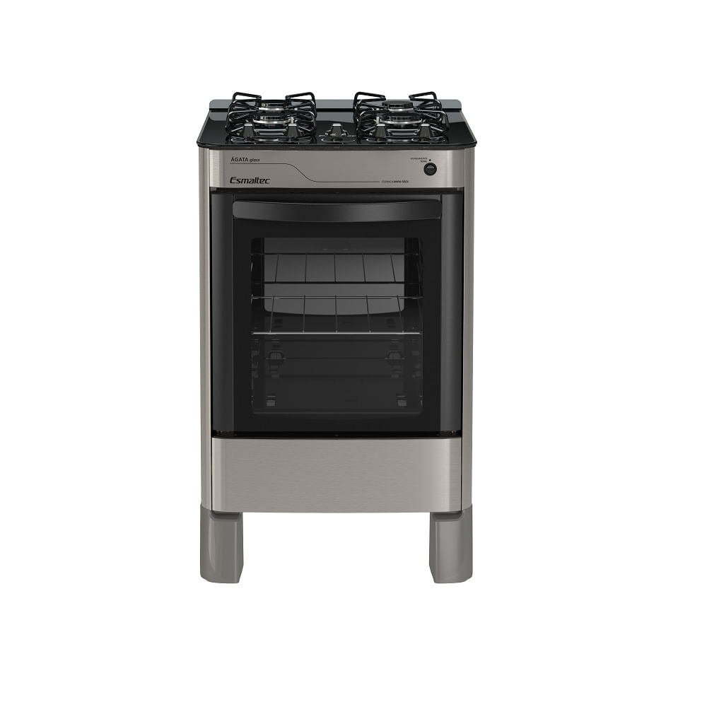 Fogão Esmaltec 4 Bocas Agata Glass Mesa de Vidro Temperado Inox AGATA GLASS