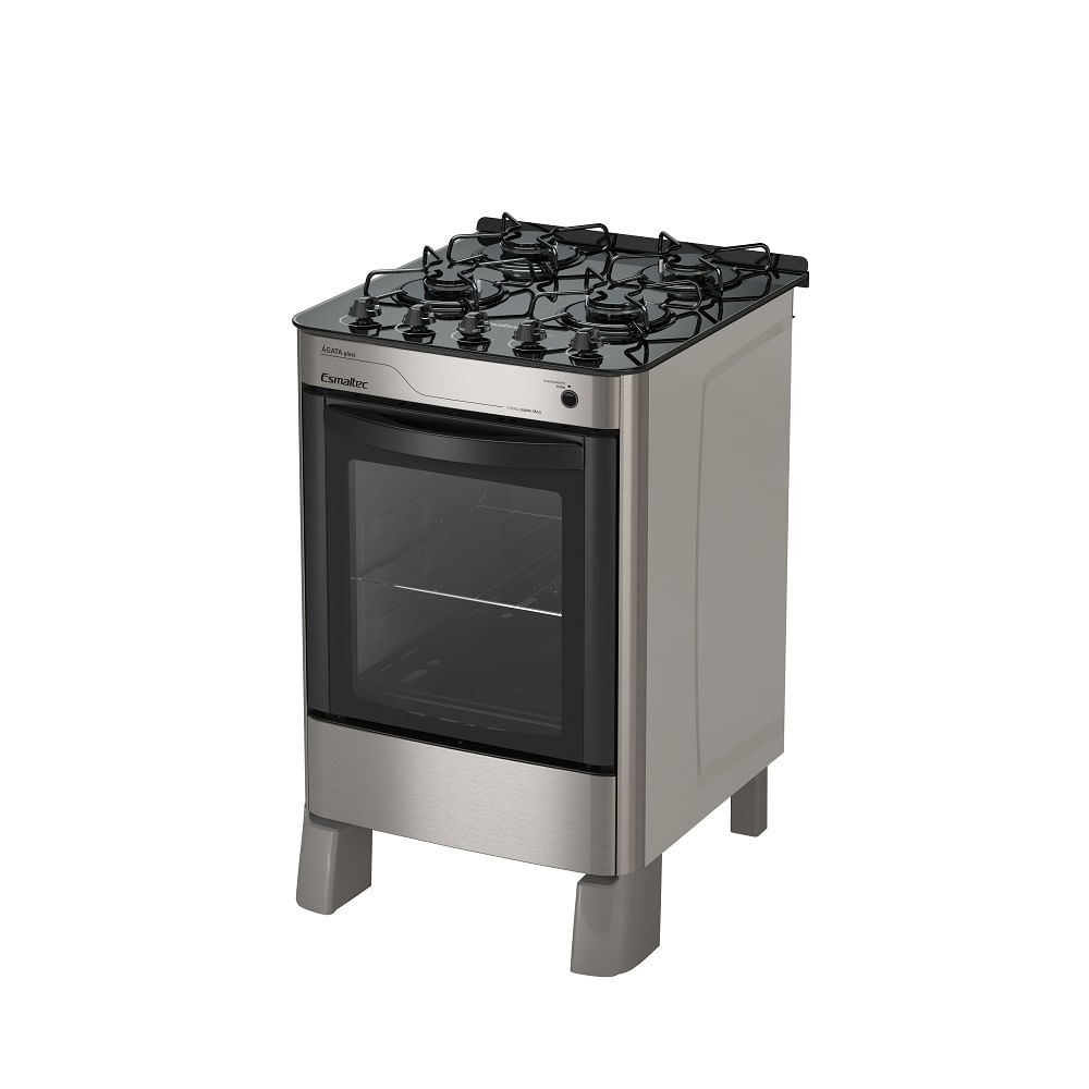 Fogão Esmaltec 4 Bocas Agata Glass Mesa de Vidro Temperado Inox AGATA GLASS