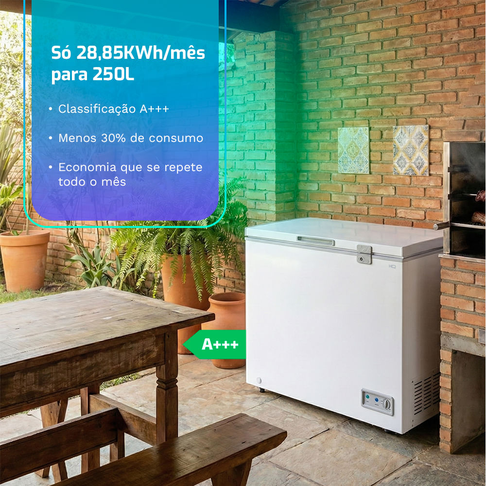 Freezer e Conservador Horizontal HQ 250 Litros Branco HQ-250CFX - HQ Eletro